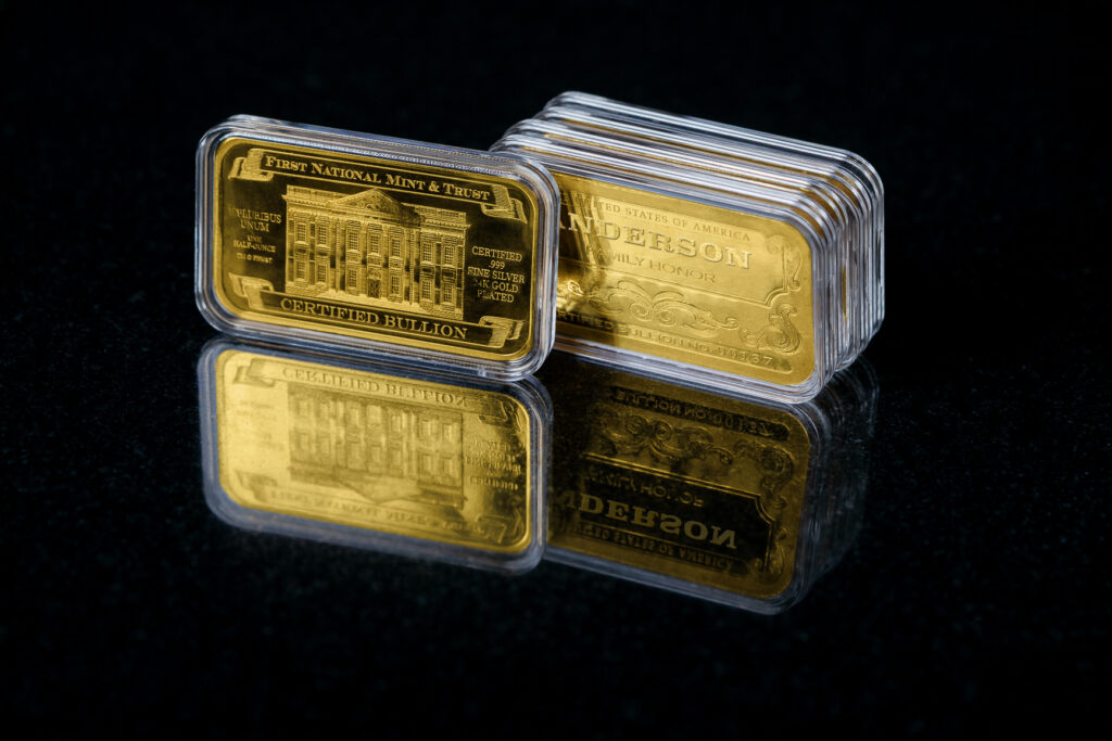 24K Gold Plated Personalized Bars - Lincoln Treasury