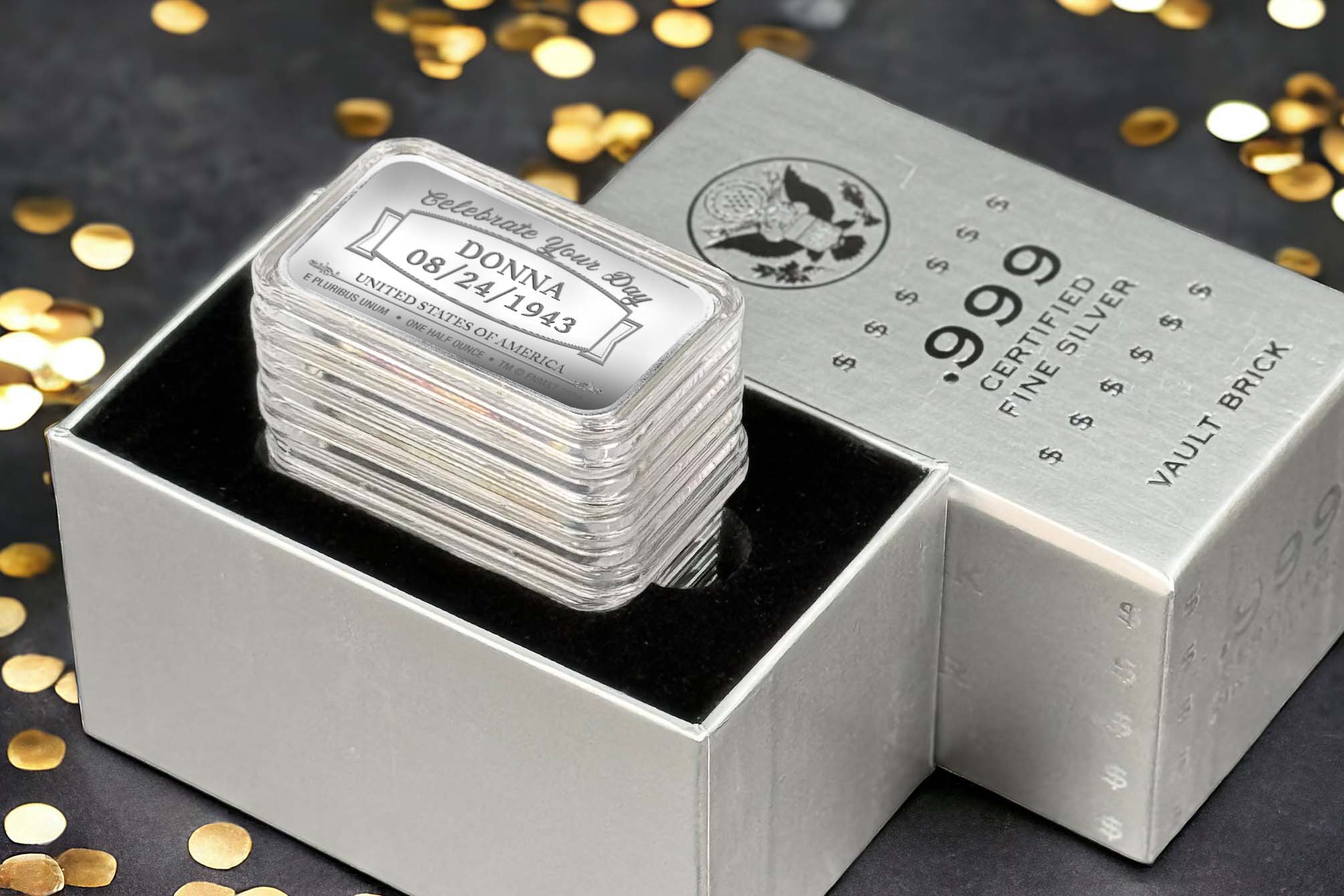 Personalized Birthday Silver Bars - Lincoln Treasury