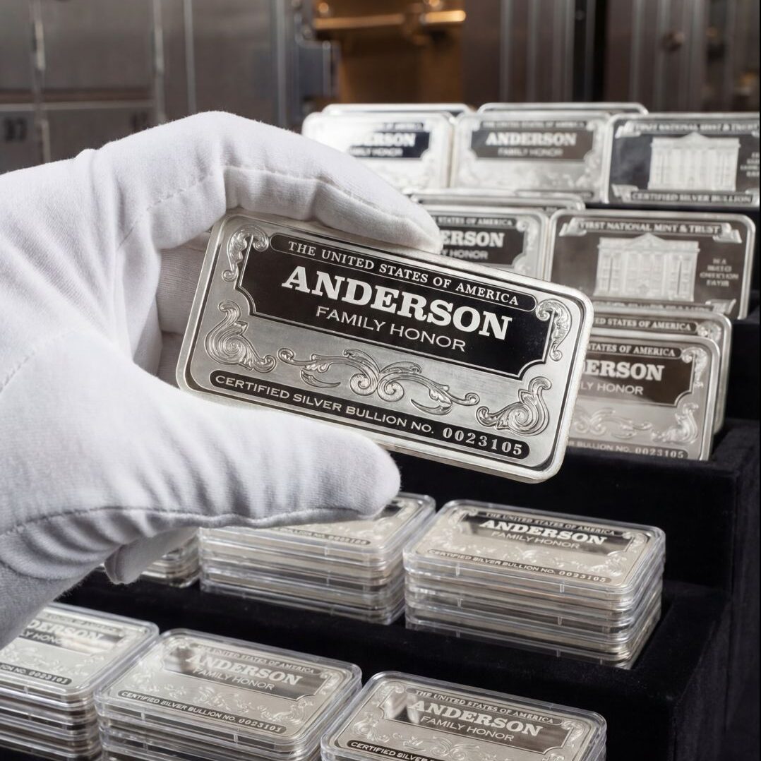Father's Day Surname Silver Bars - Lincoln Treasury